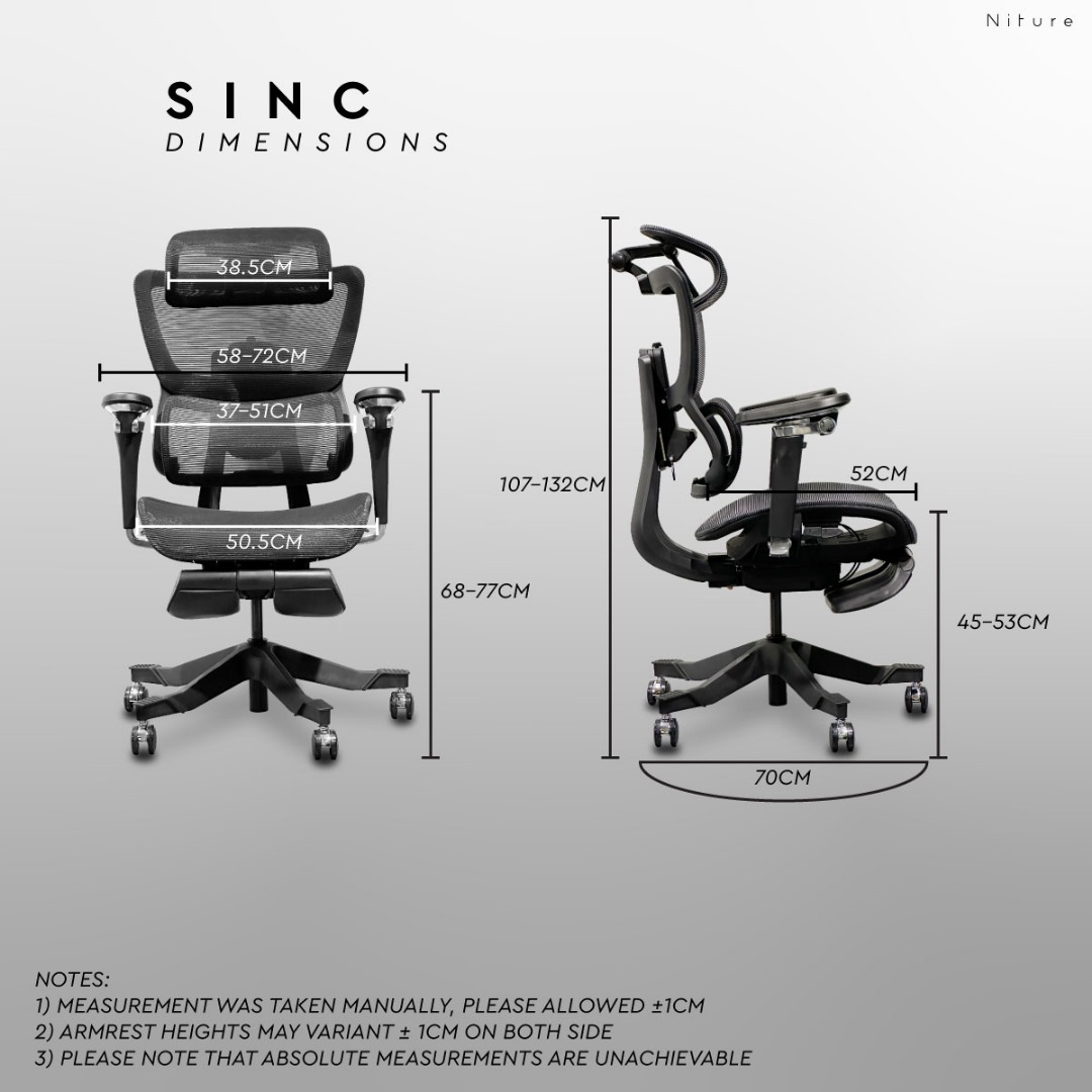 Niture SINC Ergonomic Chair/Mesh Chair/High Back Chair/Office Chair ...