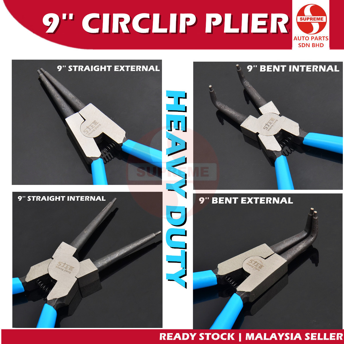 S2U 9” Circlip Plier Internal External Straight Heavy Duty Backhoe ...