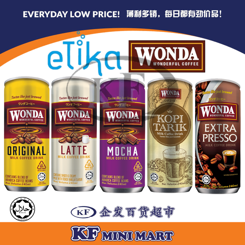 ETIKA WONDA RTD CAN 240ML Original,Latte,Mocha,Kopi Tarik,Extra Presso ...