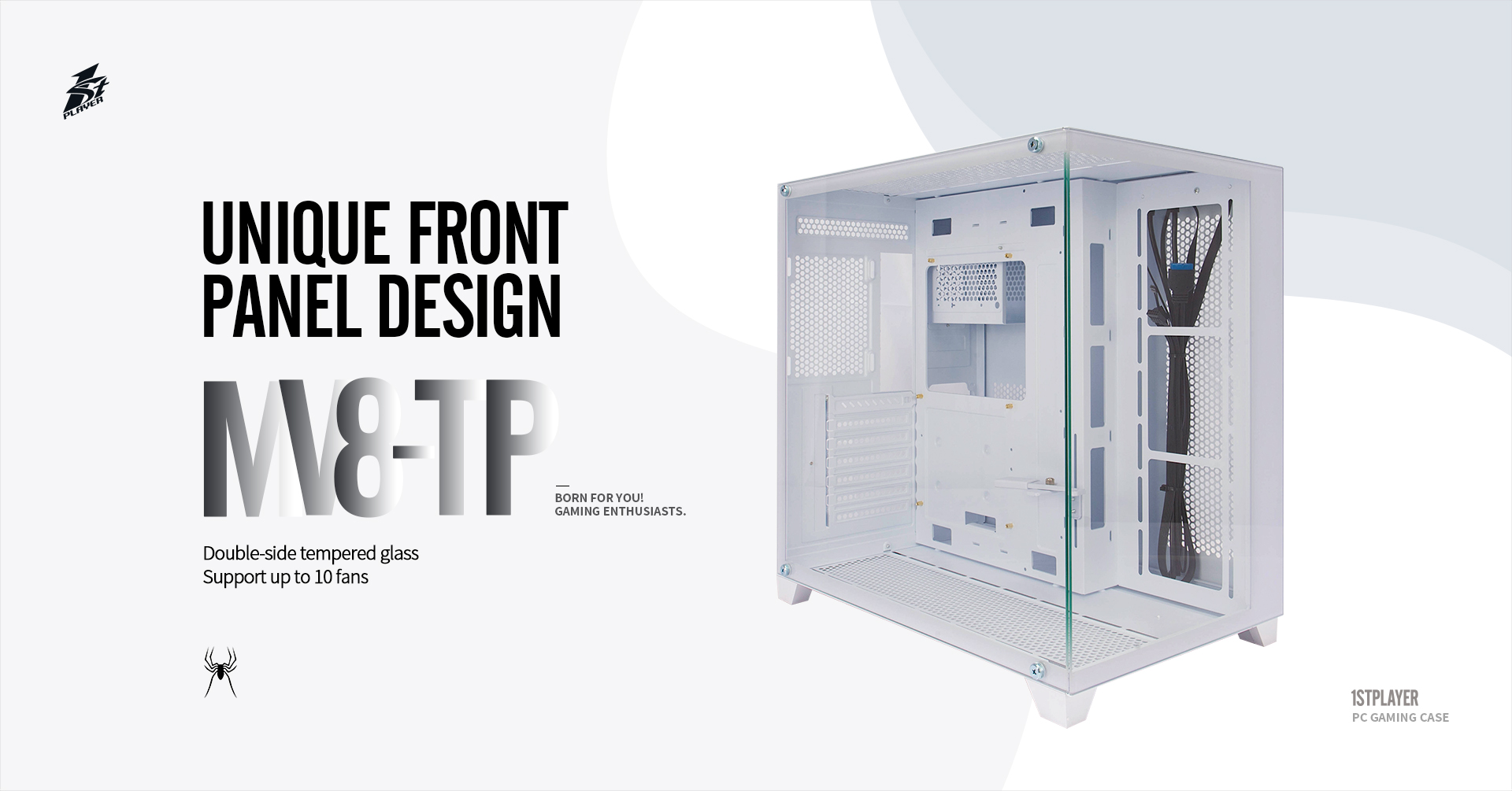 1st Player MegaView MV8-TP Black / White | ATX Front & Left Tempered ...