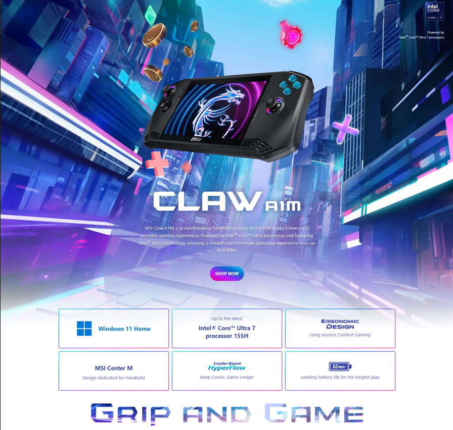 MSI Claw A1M-045MY(Intel Core Ultra 7 processor/7" FHD (1920 x 1080 ...