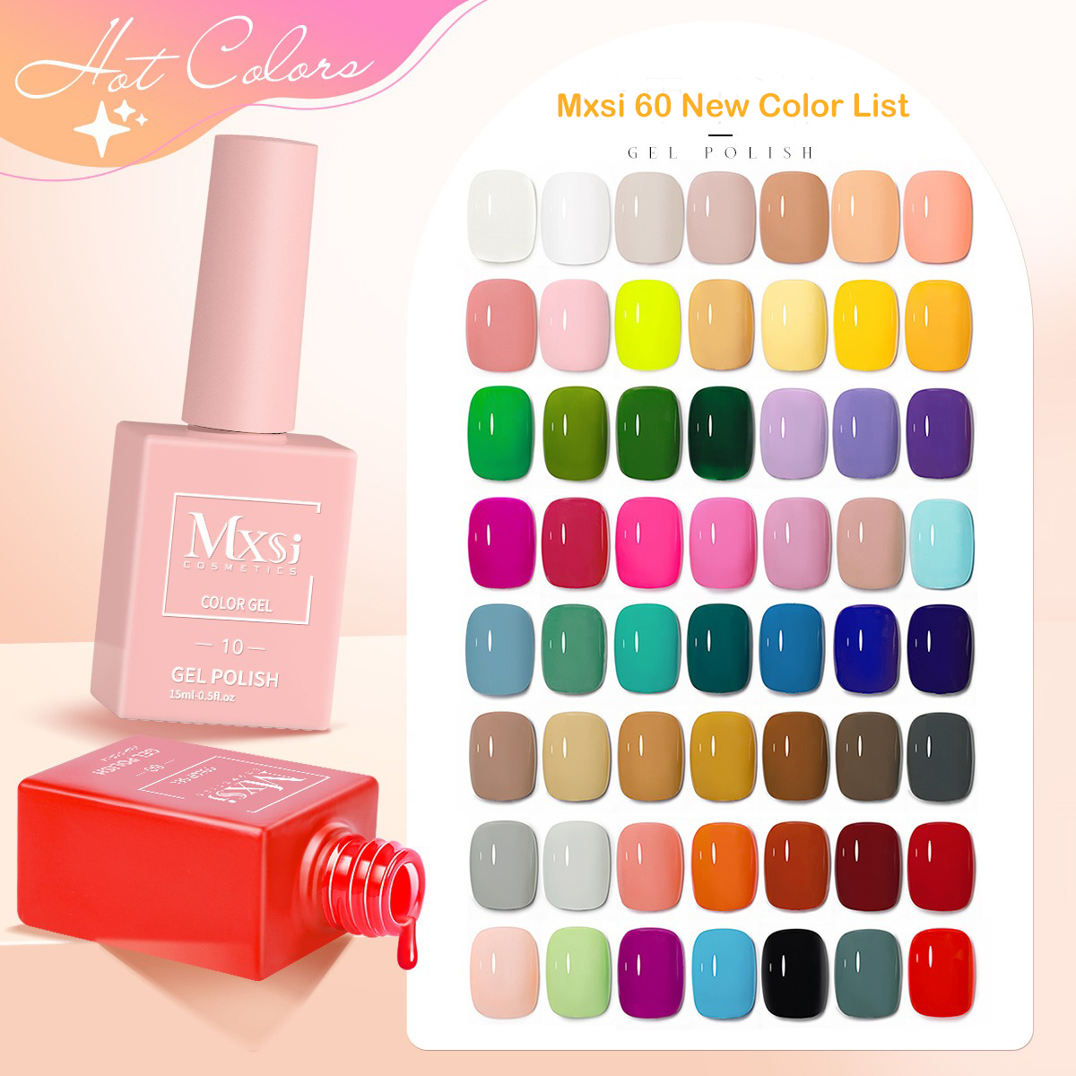 AS® MXSi 60 Colors Series Nail Polish Gel Collection 15ml Nail Polish ...