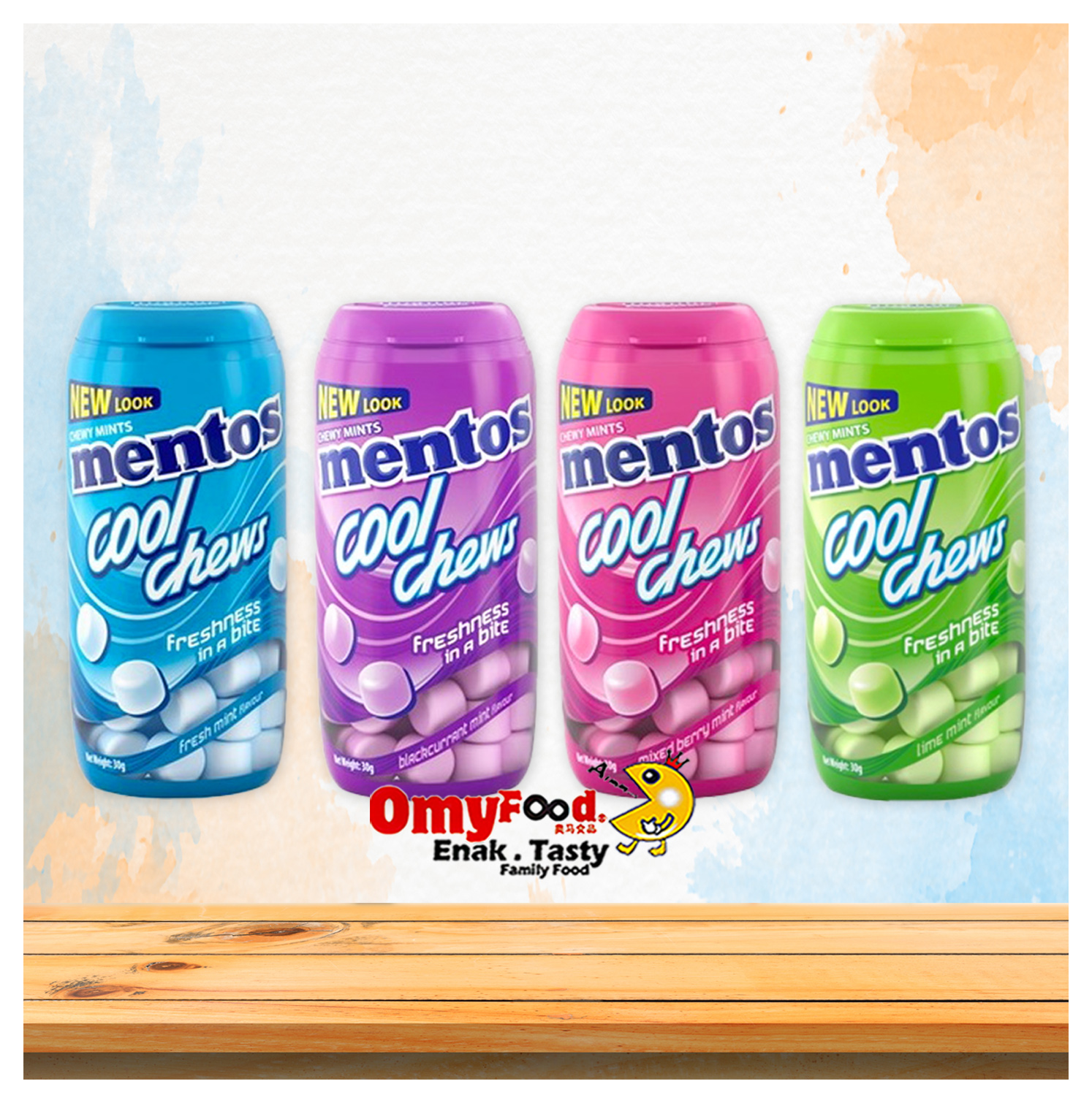 30g x 1Bottles Mentos Cool Chews [Mixed Berry / Lime Mint / Fresh Mint ...