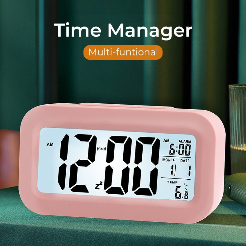 VINS Digital Alarm Clock Smart LCD Large Display Screen Night Light Snooze Mute Sensor ...