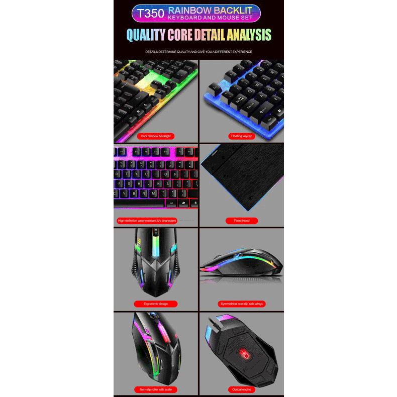 T6 Gaming Mouse Keyboard Set Gaming keyboard and mouse T6 Set USB ...