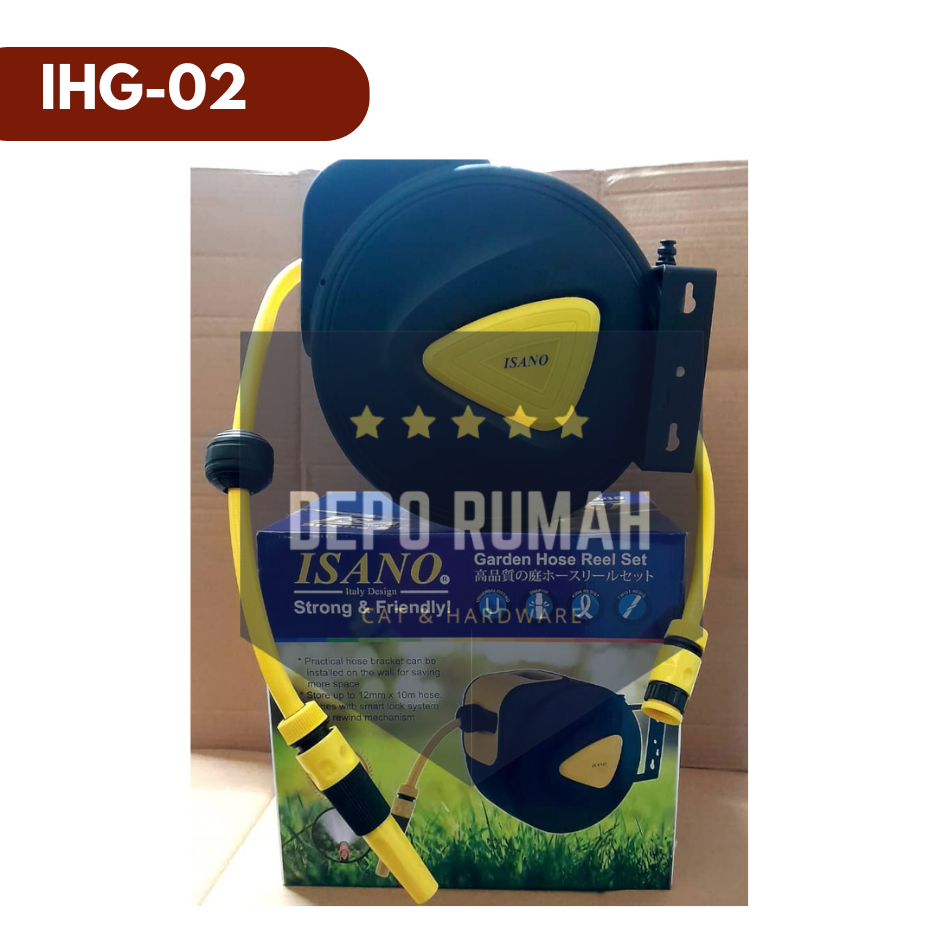 ISANO 10M & 20M Wall Mounted Automatic Reel Retractable Water Hose Reel ...