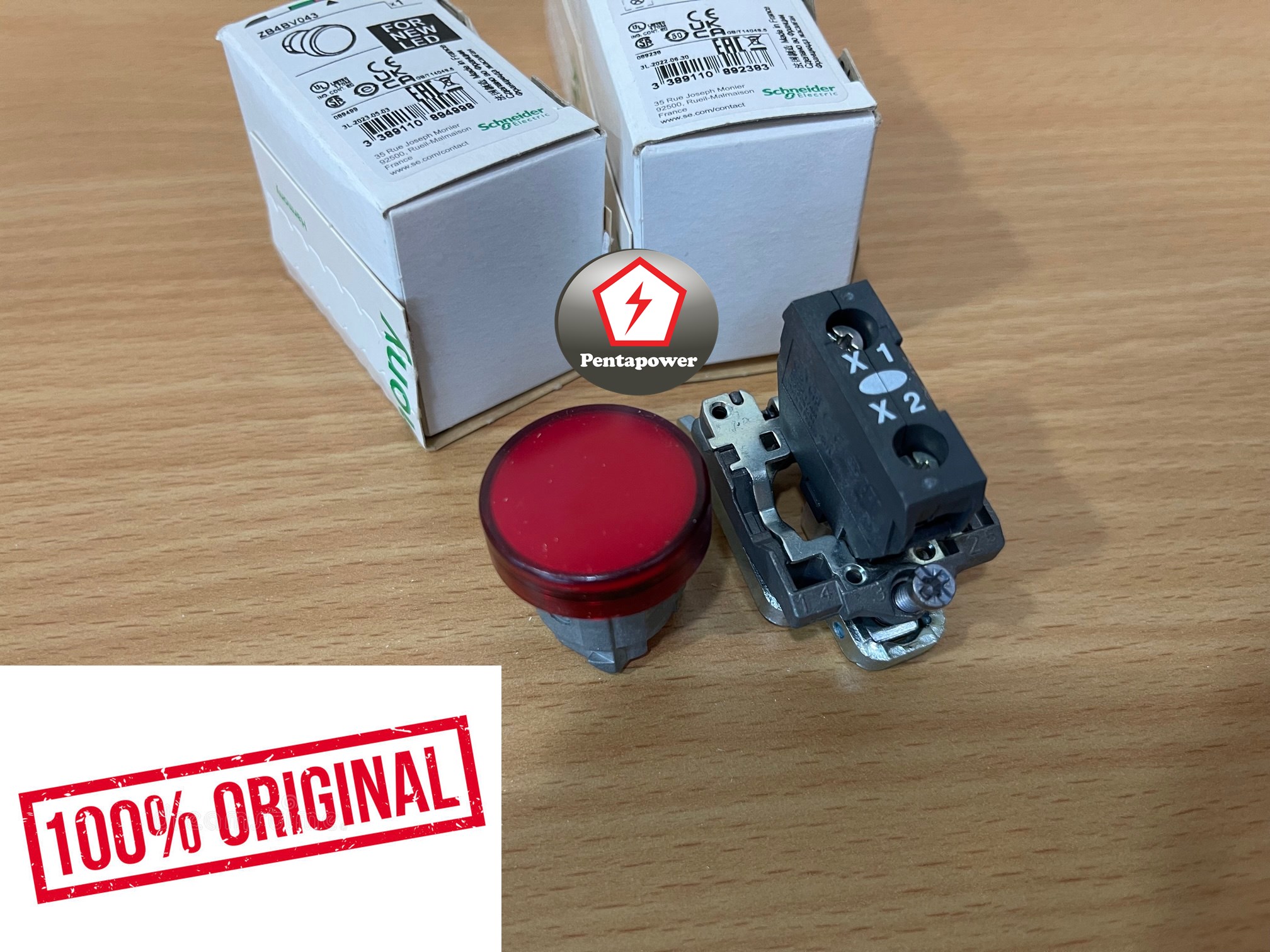SCHNEIDER XB4BVB4 ( ZB4BV043 + ZB4BVB1 ) Red complete pilot light Ø22 ...