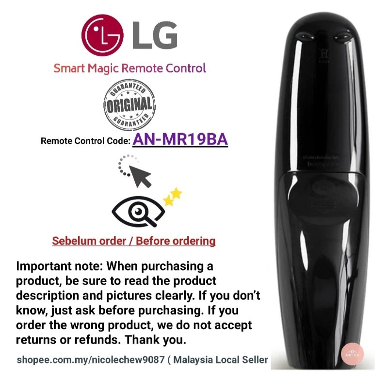 Original LG AN-MR19BA Smart Tv Magic Remote Control | Shopee Malaysia