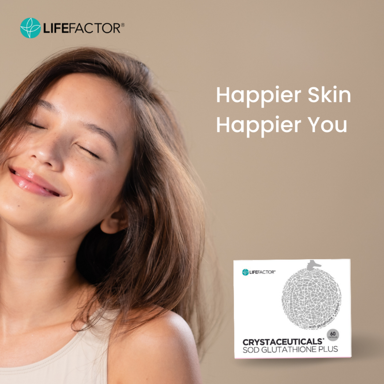 Life Factor Crystaceuticals ® SOD Glutathione Plus Perfecting Skin, Liver & Immune System (60 ...