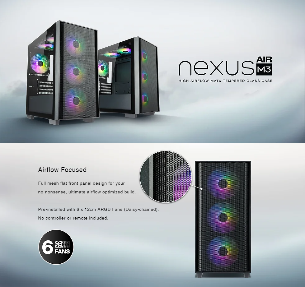 Tecware Nexus Air M3 ARGB TG mATX Chassis # TWCA-NEXAM3-BKAR | Shopee ...