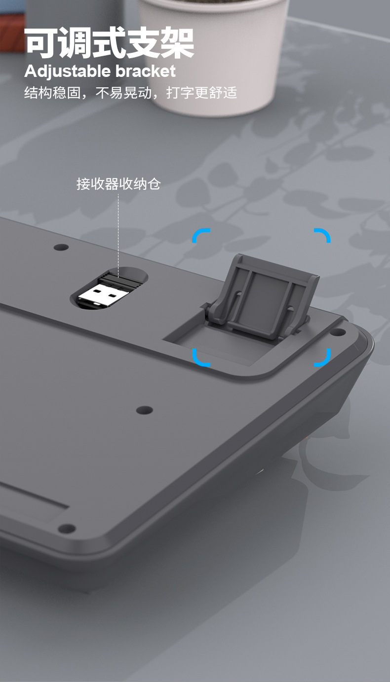 XUNFOX K94 Three-colors 94-Keys Blacklight Dual Mode Wireless Silent ...