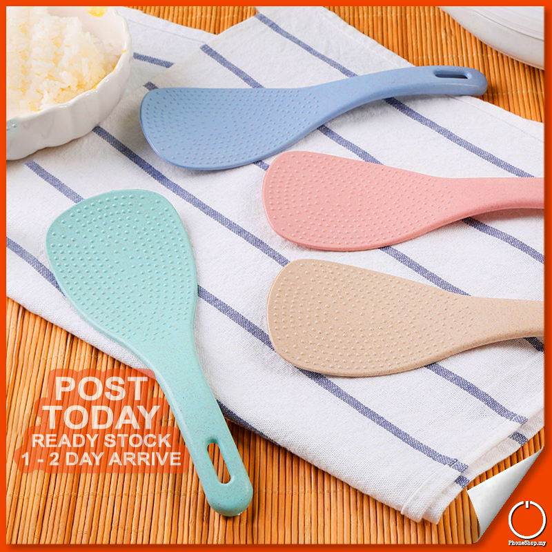 𝐒𝐌𝐎𝐎𝐓𝐇 𝐒𝐄𝐑𝐕𝐄 Non Stick Rice Spoon Wheat Straw Rice Paddle Scoop ...