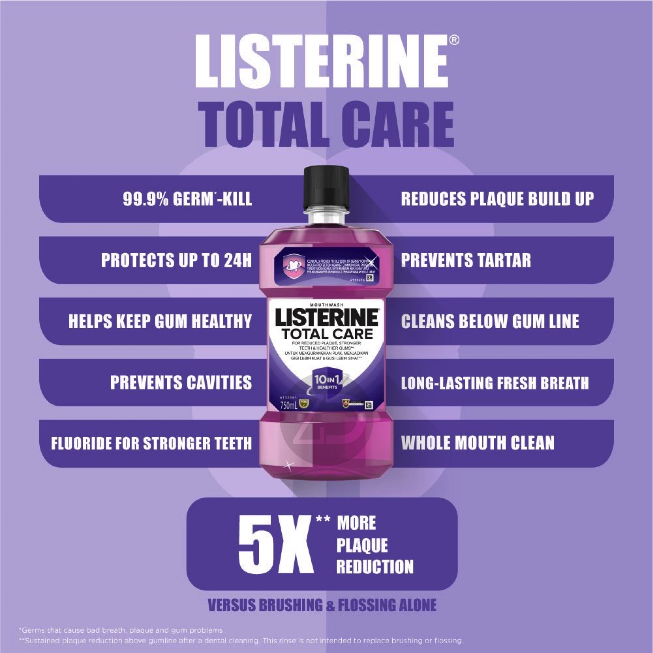 Listerine Mouthwash 750ml (Original/Cool Mint/Total Care/Healthy White ...