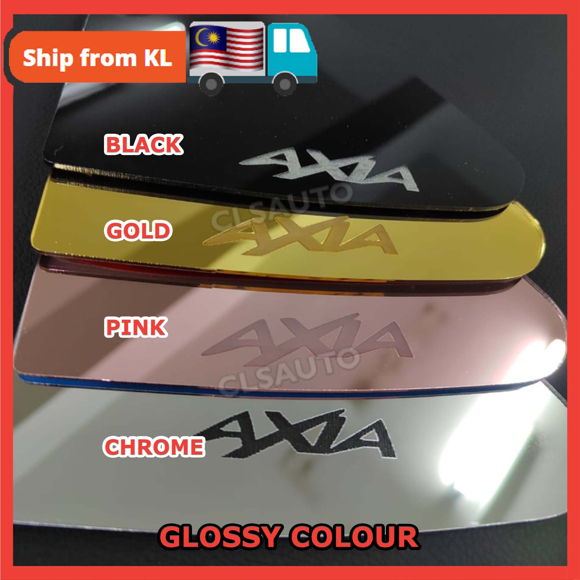 Axia Side Mirror Cover (2pcs) with Double Tape Black Chrome Cermin Tepi ...