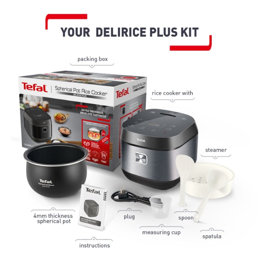 Tefal 1.8L Delirice Plus/Max Rice Cooker | RK776 RK7778 Porridge Cooker Periuk Nasi Steamer ...