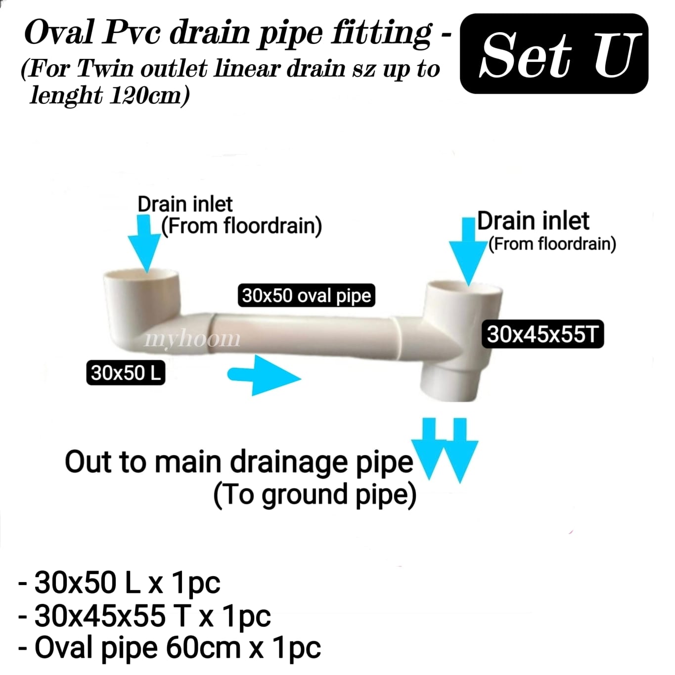 Pvc 50mm Pipe/Ground Pipe/Drain Pipe/Oval drain Pipe/Pipe fitting ...