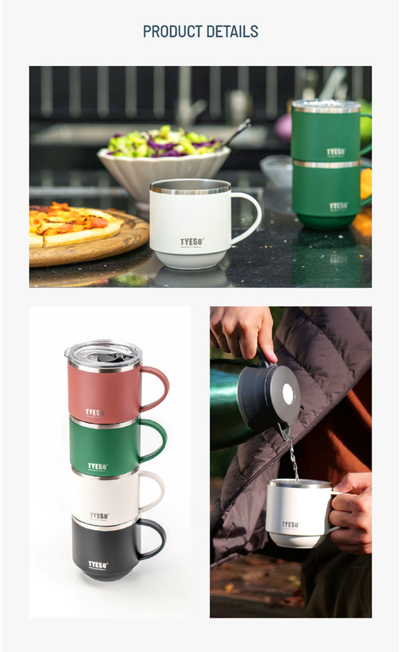 TYESO TS-8825 Classic Insulated Thermal Coffee Cup 330ml With Handle 304 Cawan Kopi Office Water ...