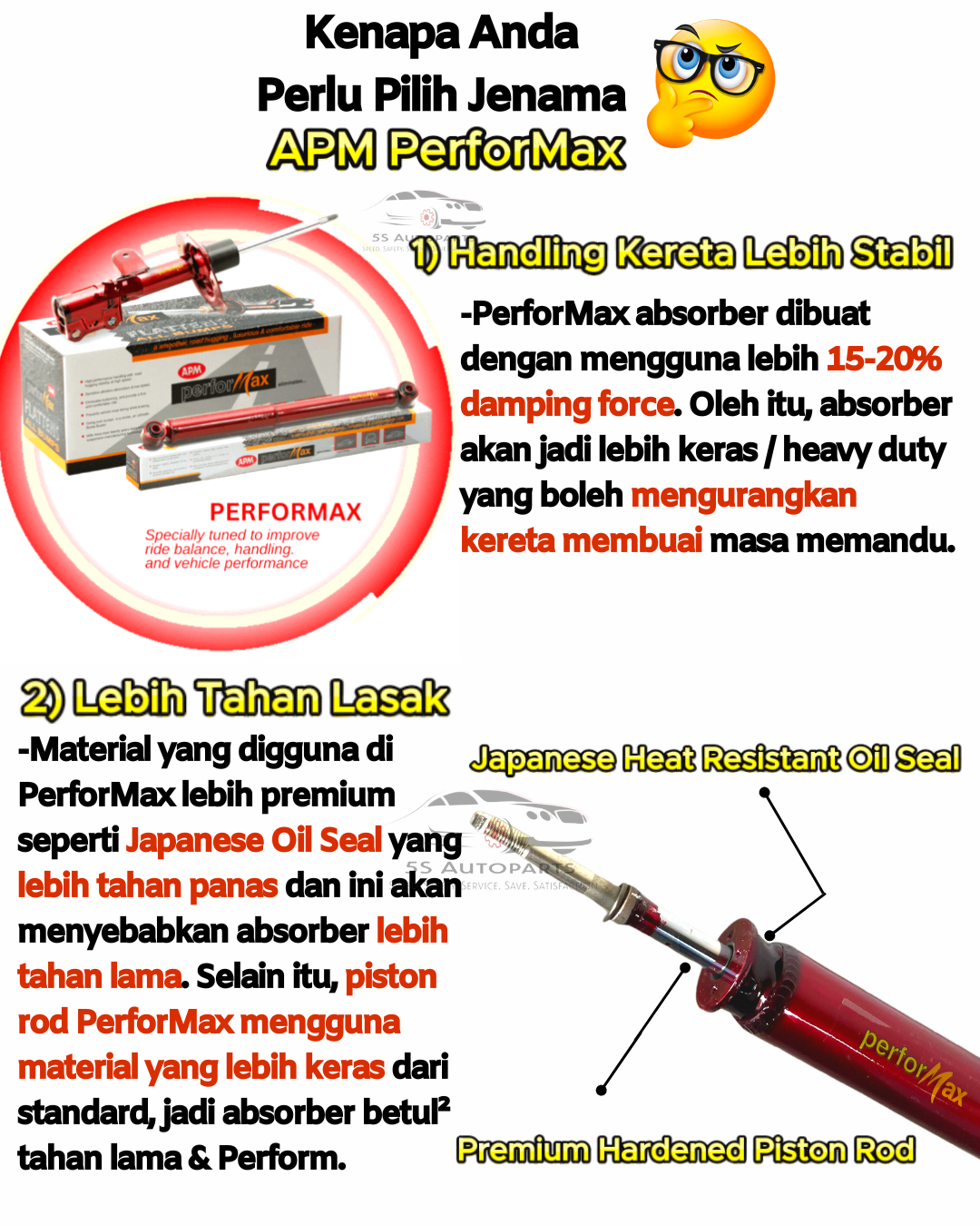 APM Performax Perodua Viva Heavy Duty Sport Gas Absorber Front & Rear ...