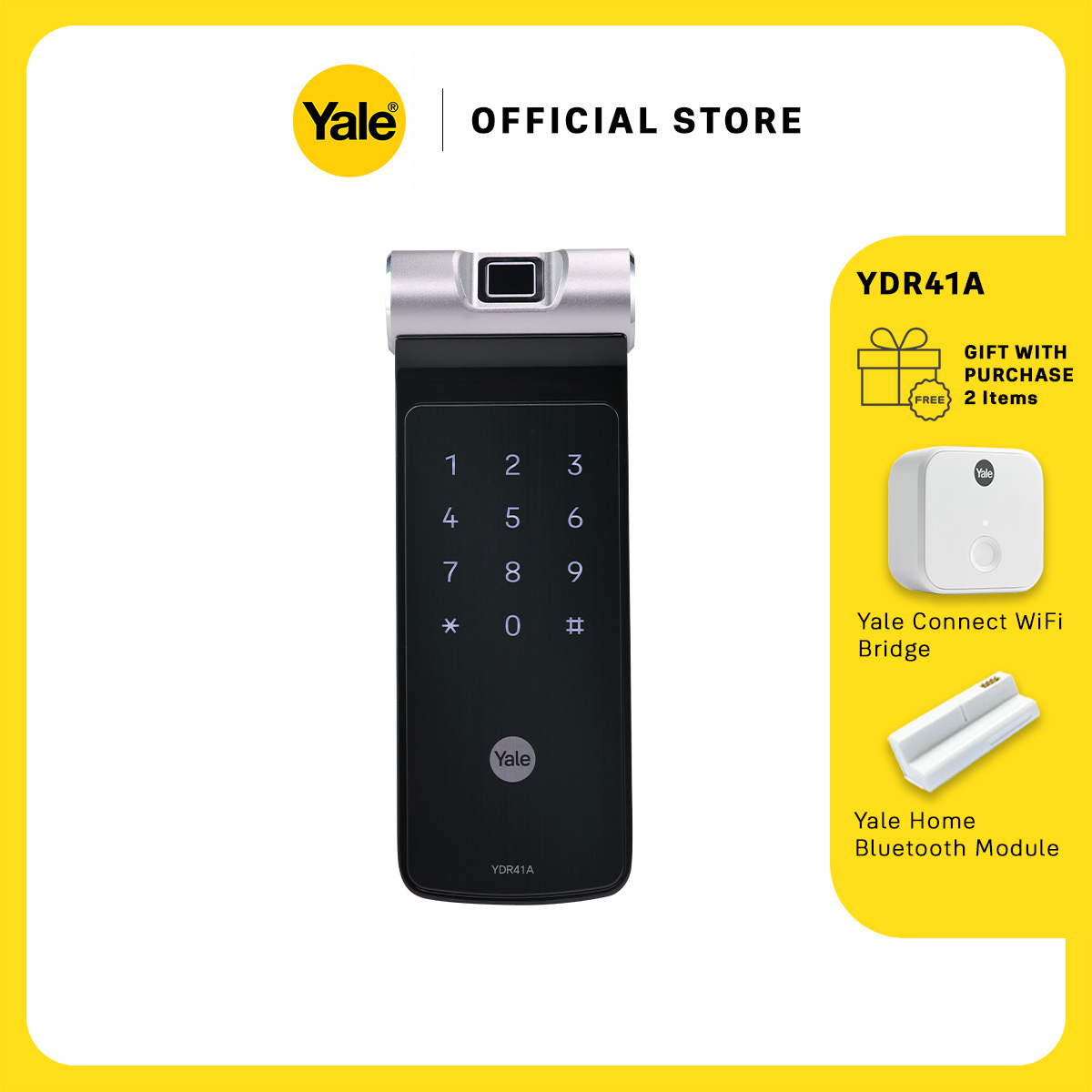 Yale YDR41A RIM Jimmy-Proof Smart Door Lock - Fingerprint/ PIN Code ...