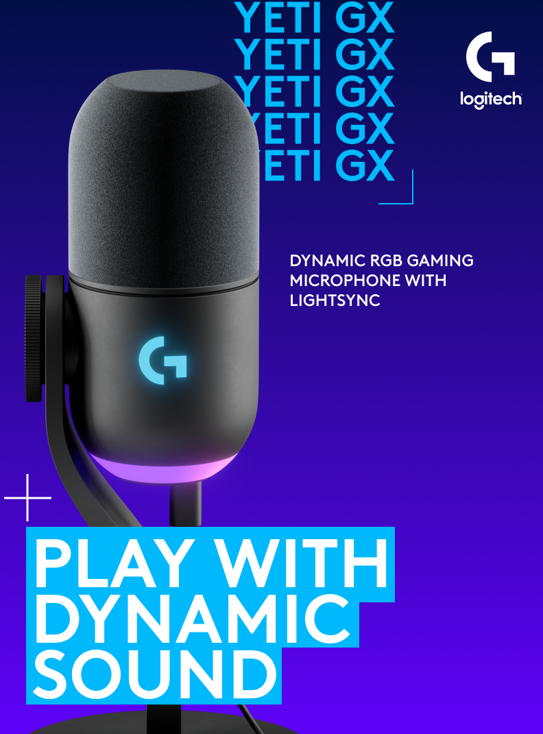 Logitech G Yeti GX Dynamic RGB Gaming Microphone with LIGHTSYNC, USB ...