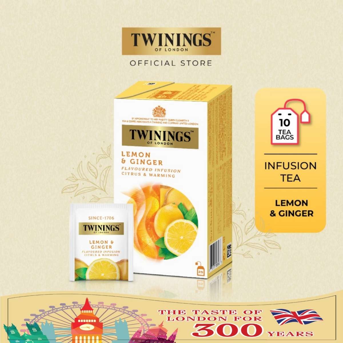 TWININGS Lemon & Ginger Flavored Infusion (25's x 2g) | Teh Lemon dan ...
