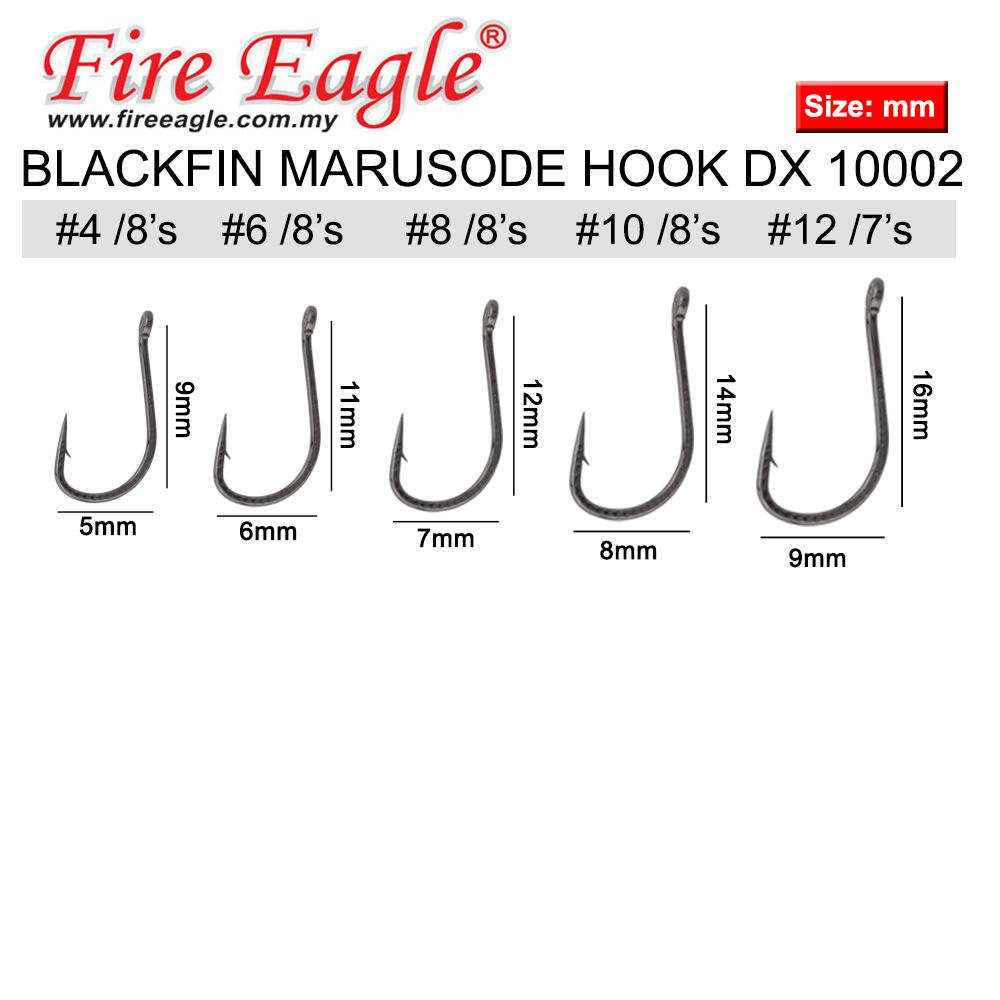 (5's-8's) Fire Eagle Blackfin Fishing Hook Chinu Marusode Wacky X-Sharp ...