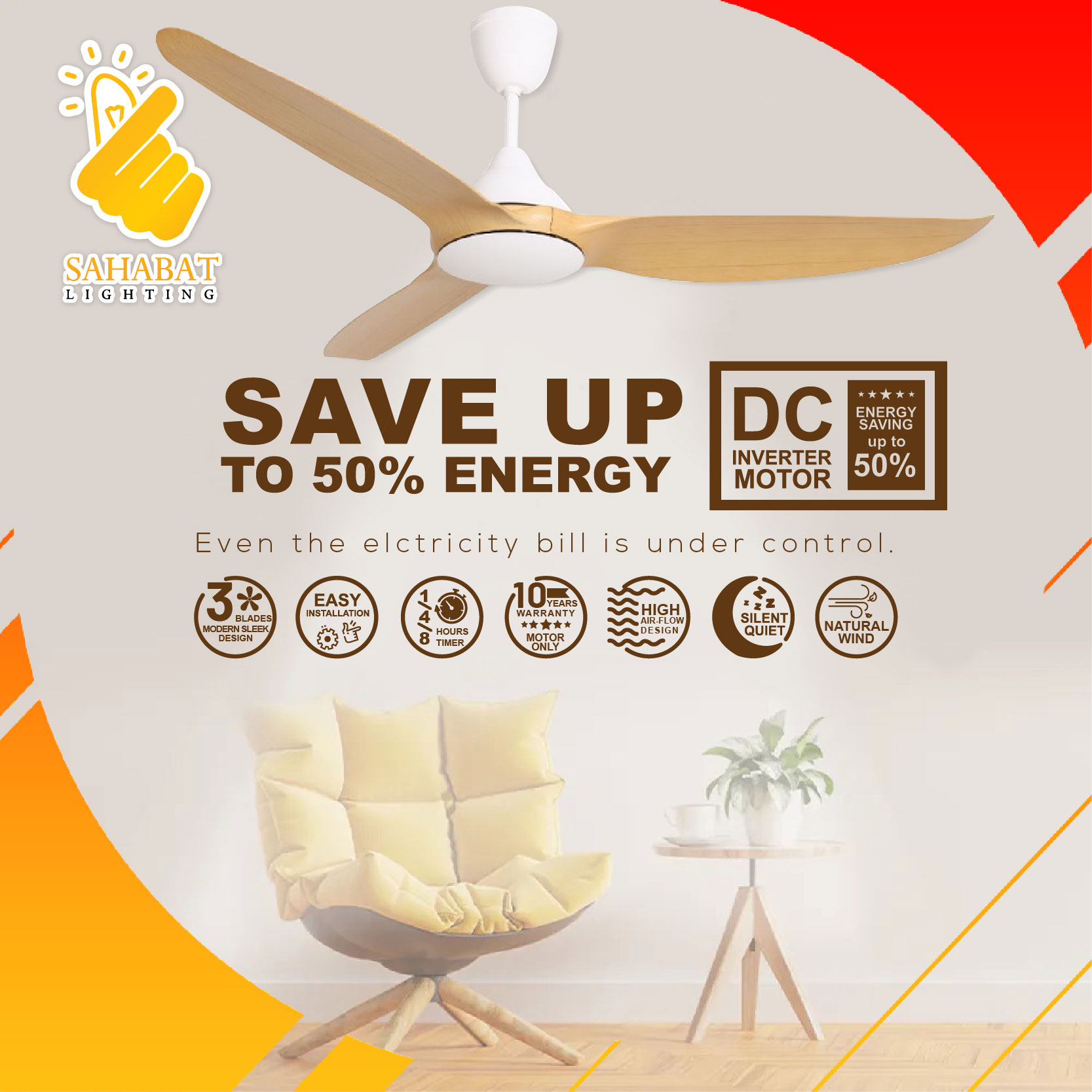 [SIRIM] NSB B FAN+ Ceiling Fan 60" DC Motor 3 Blade With Remote Modern ...