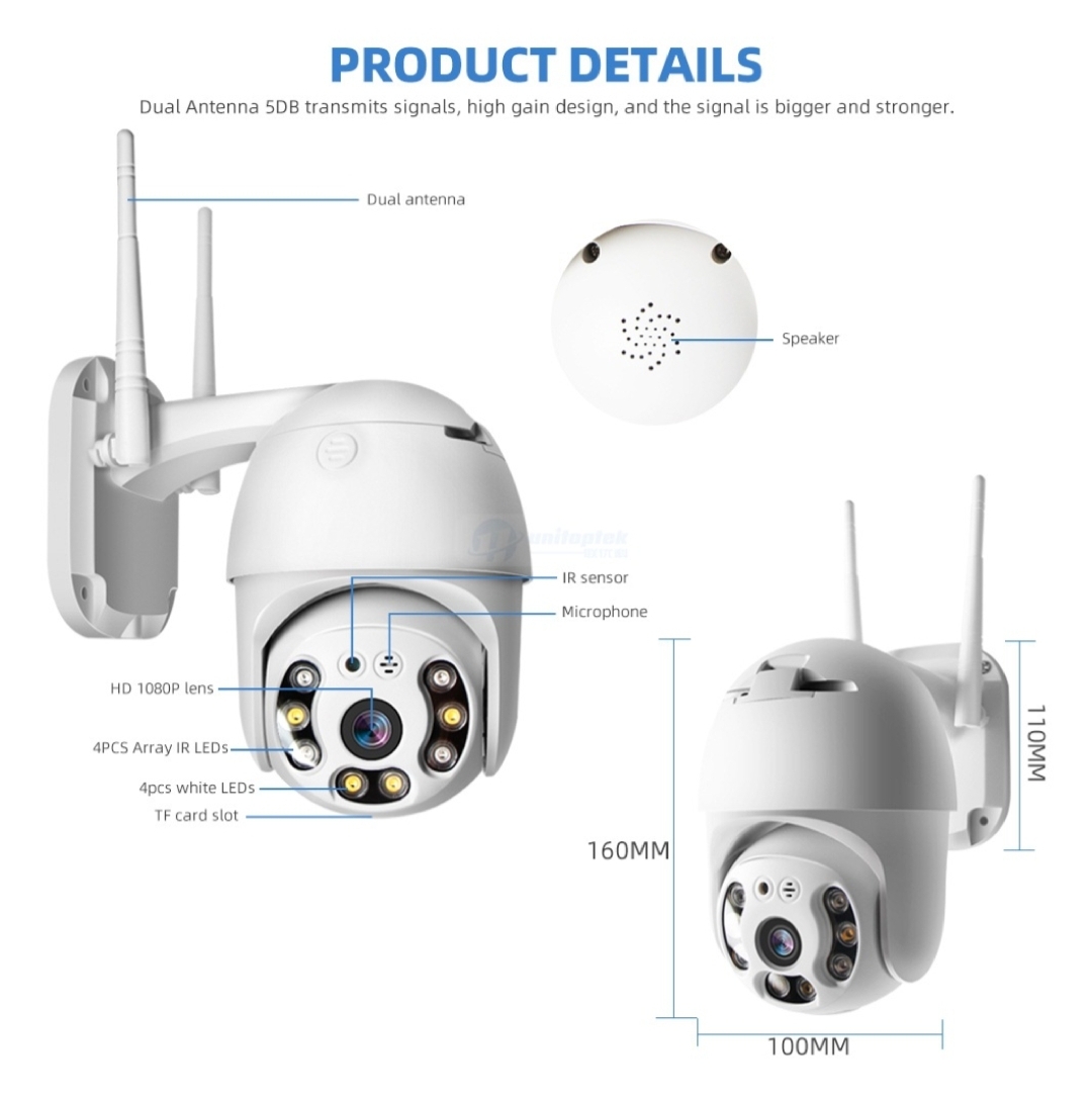 Carecam Pro 5MP 2.5K / 3MP 1296p Weatherproof Outdoor PTZ Speed Dome ...