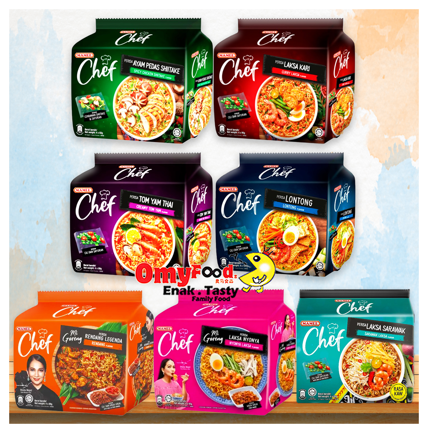 82g/88g/95g/101g x 4packs Mamee Chef Noodle [Spicy Chicken/Curry Laksa ...