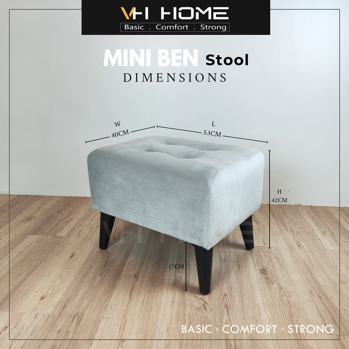 VH MINI BEN Bench Stool Bench Chair Short Stool Kerusi Velvet Bench ...