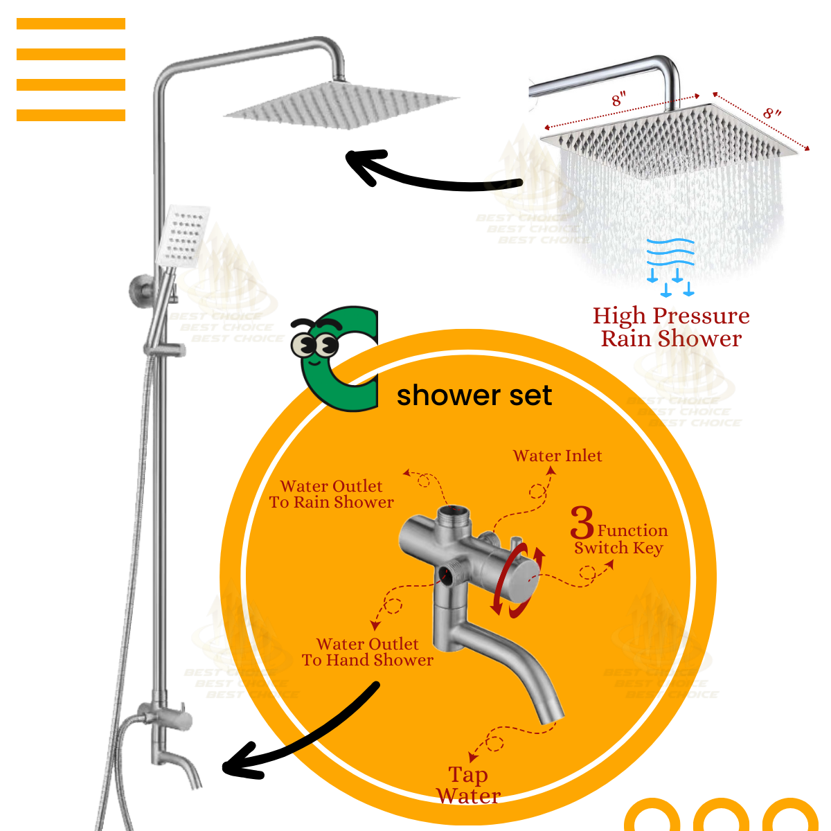 FREE SHIPPING JOVEN ELBA Water Heater DC PUMP bathroom shower set ...