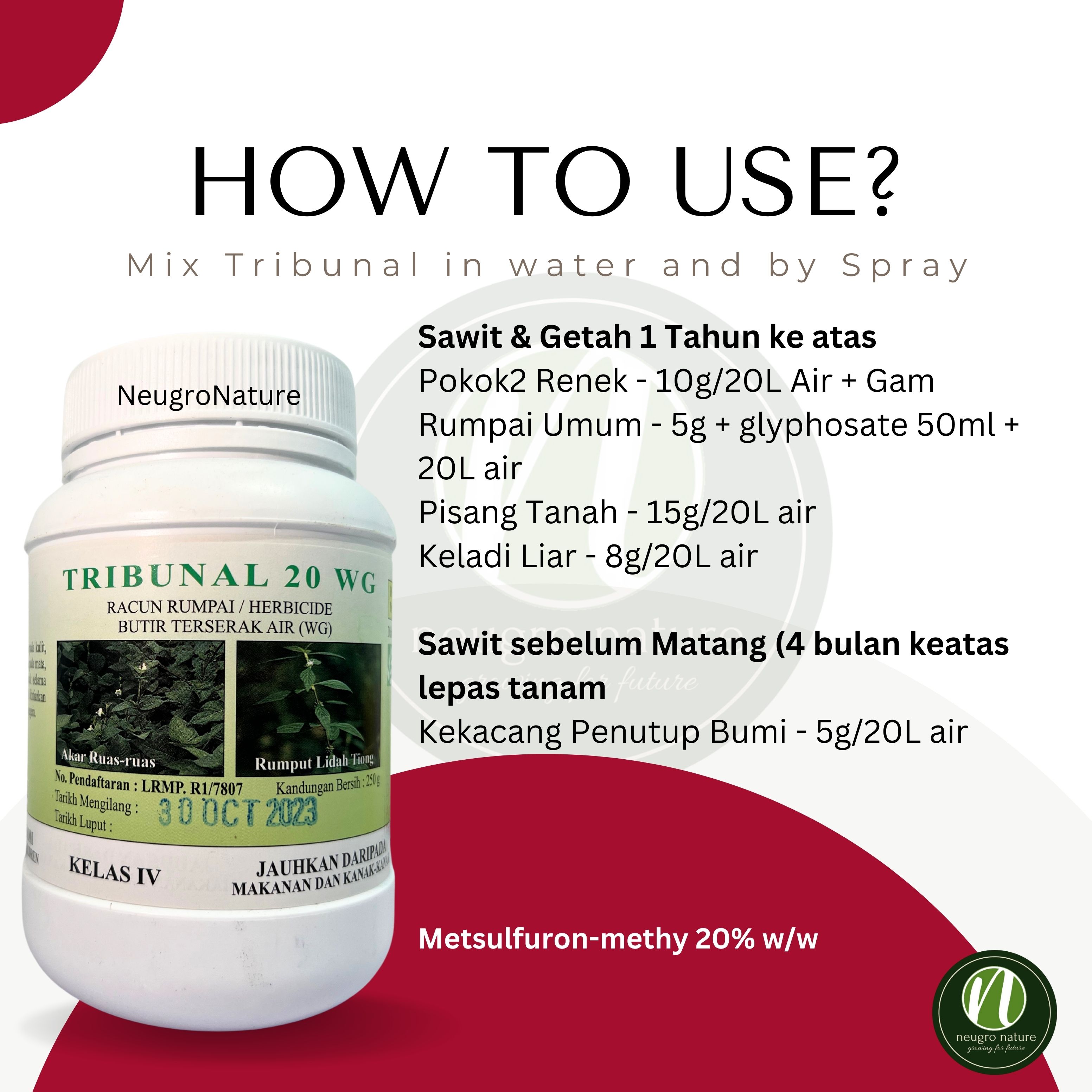 Tribunal 20WG (250g) Metsulfuron-methy 20% - Racun Rumpai Sawit Turf ...