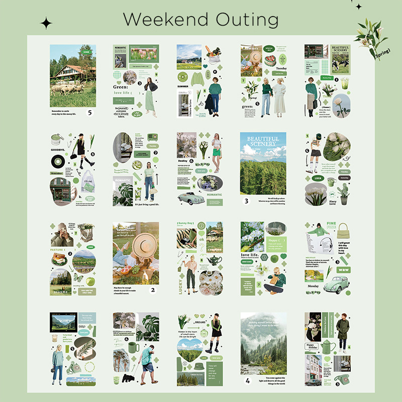 Whitespace 20pcs ins Good Life Sticker Book Muji Aesthetic Scrapbooking ...