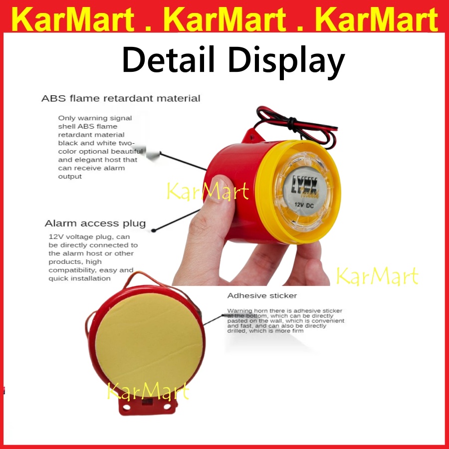 12V 1 Tone 6 Tone Mini Wired Horn Siren Sound Alarm System Warning Horn ...