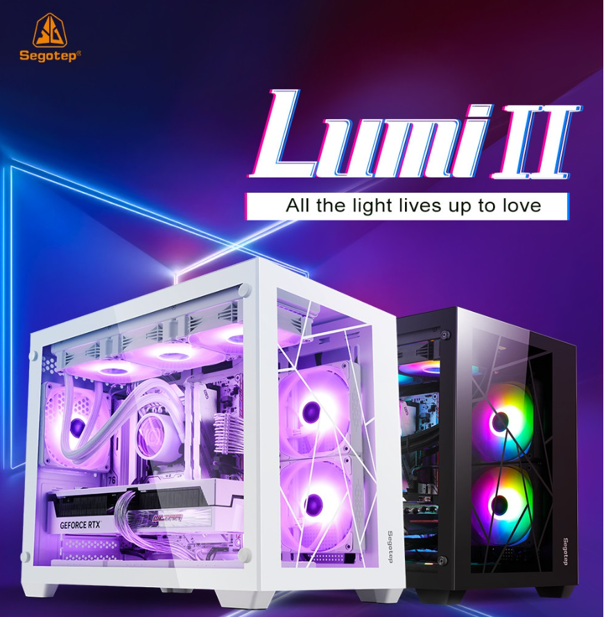 Segotep LUMI II BLACK / LUMI 2 WHITE MATX M-ATX PC Gaming Case Chassis ...