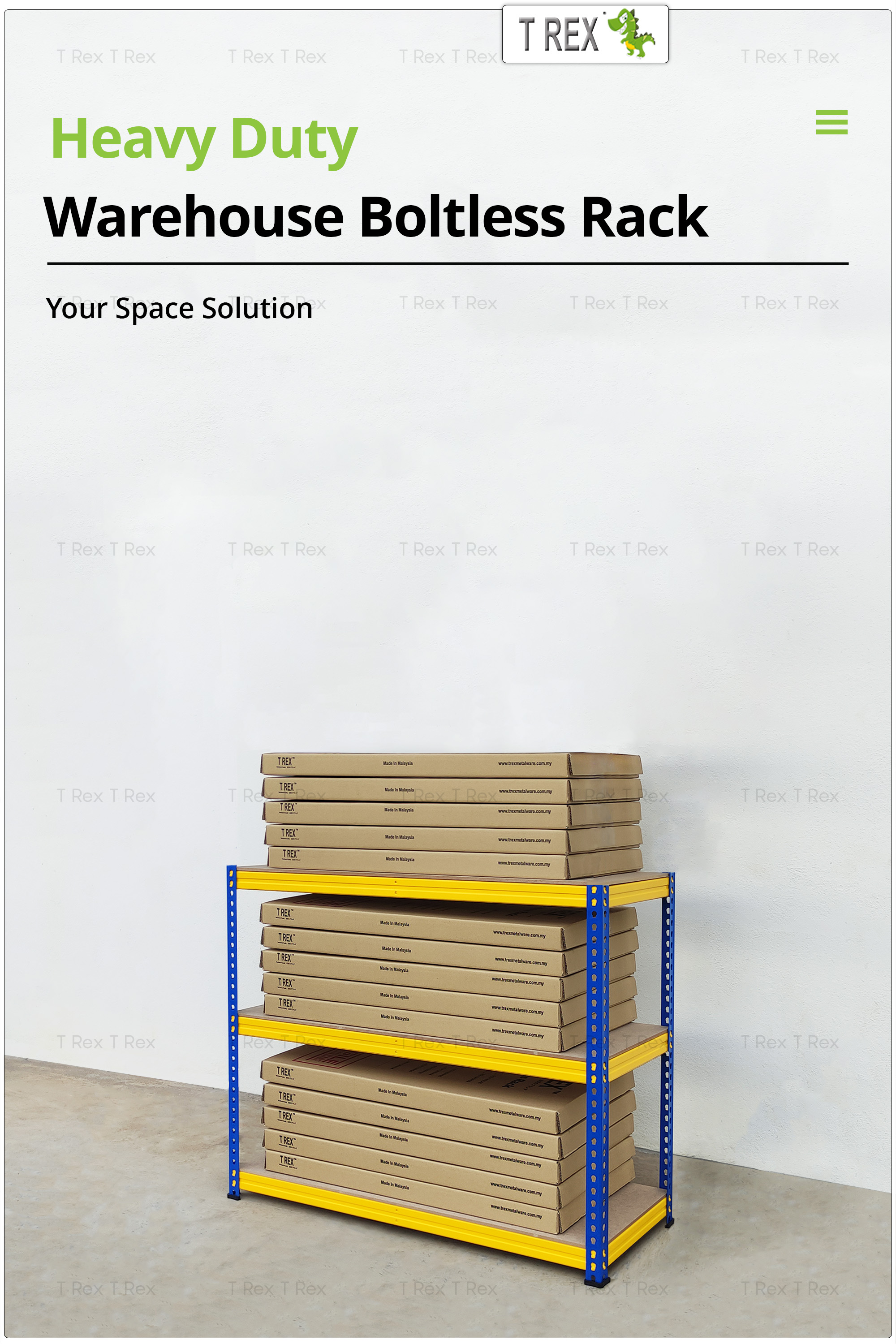 T Rex 3 Tiers Warehouse Boltless Rack / Home, Office Storage Rack ...