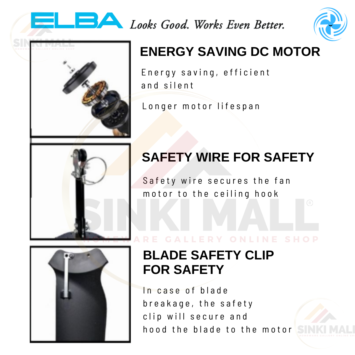 INOVO DEKA ELBA FANZ DC MOTOR LED KIPAS CEILING FAN SYILING 46" 56" 60 ...