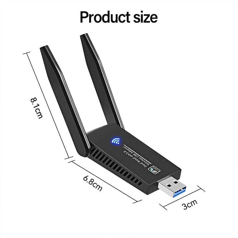 🔥1300Mbps Wifi Adapter Free Drive Wifi Dongle Antenna Wireless Long ...