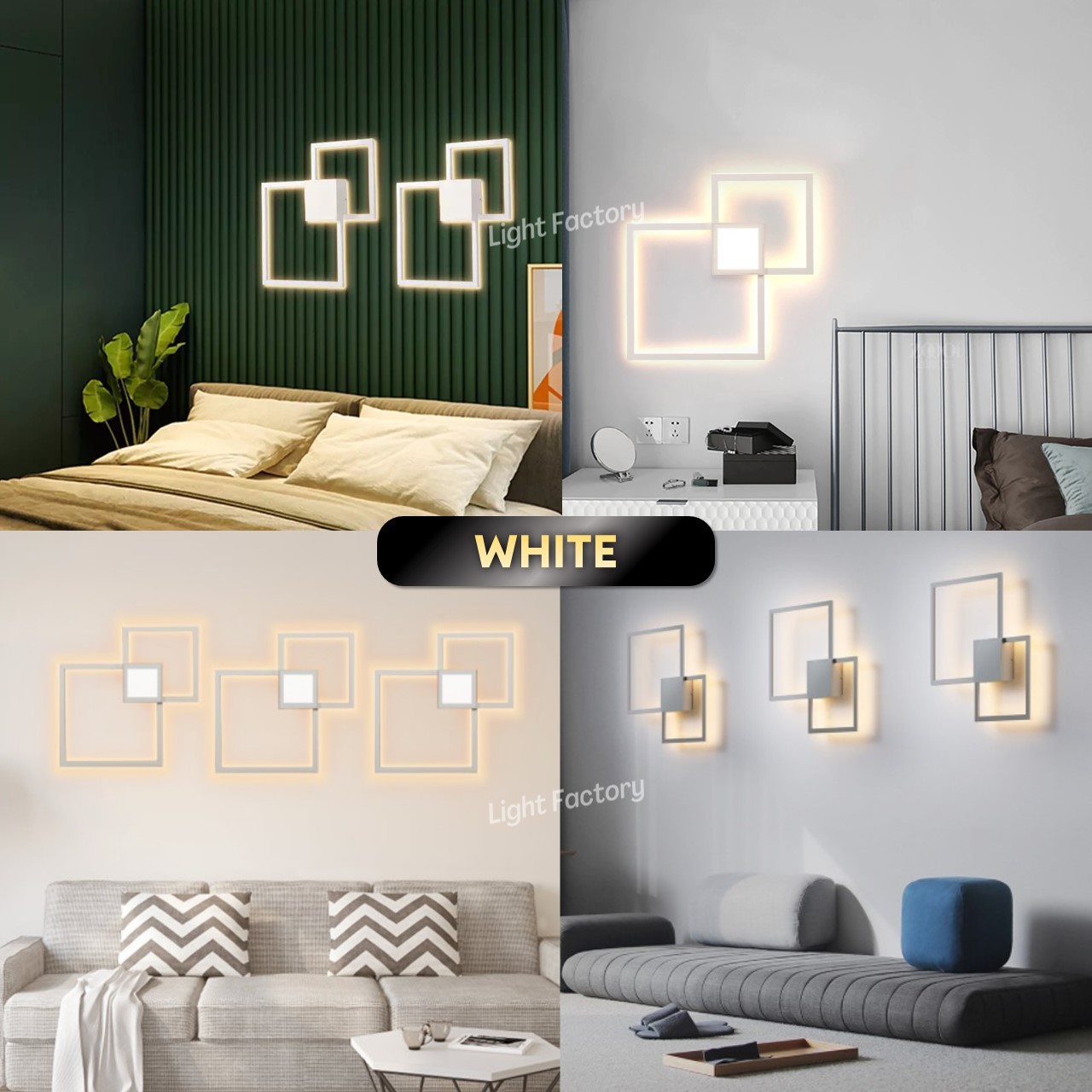 Decorative Ceiling Light Modern Nordic Wall Lamp Square 3 Colour LED ...