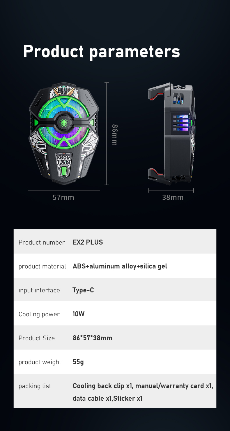 Plextone EX2/EX2 Pro/EX2 Go/EX2 Plus Phone Cooler Turbo Hurricane Game ...