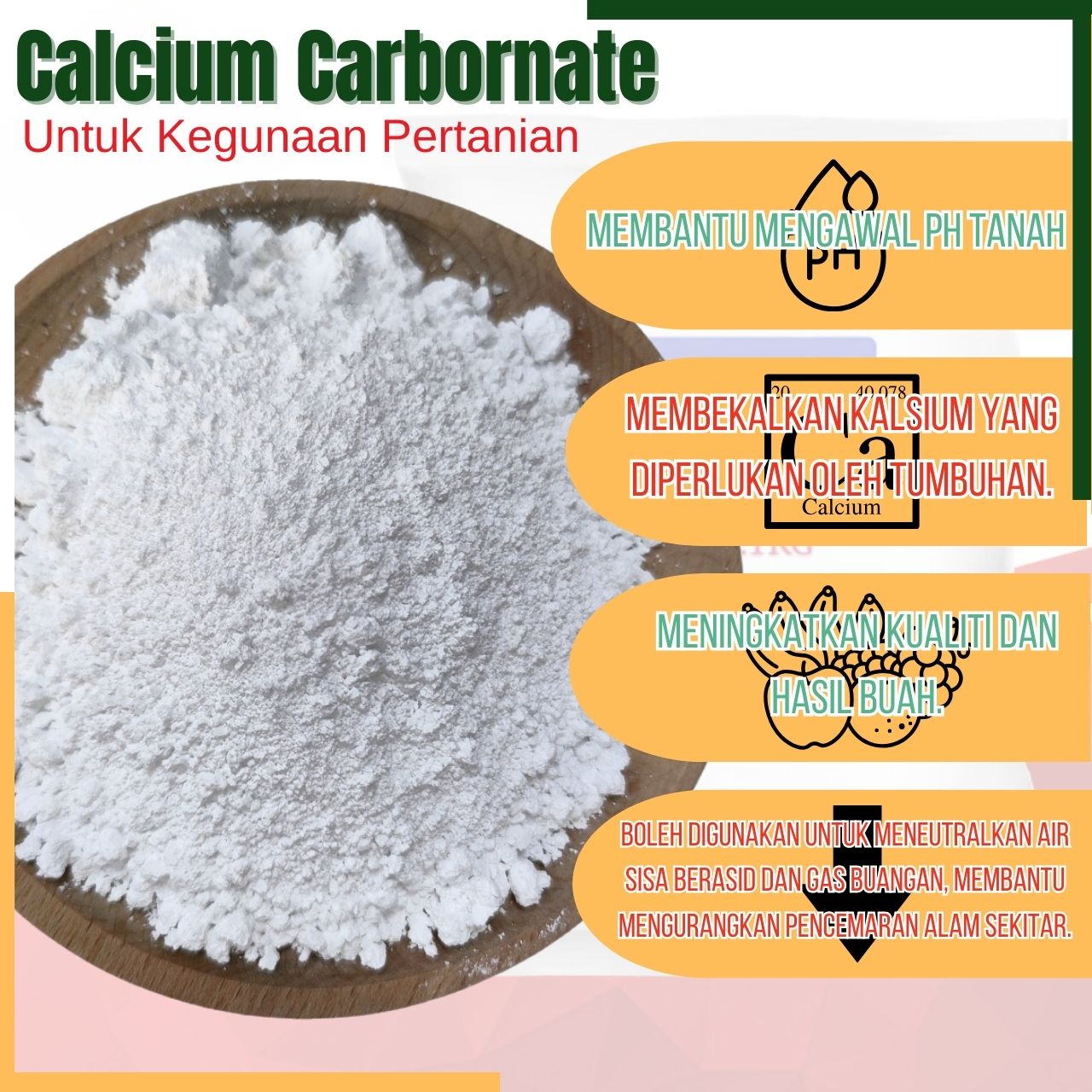 Agro Calcium Carbonate Chalk CaCO3 Agriculture Lime Kapur Sirih Raw ...