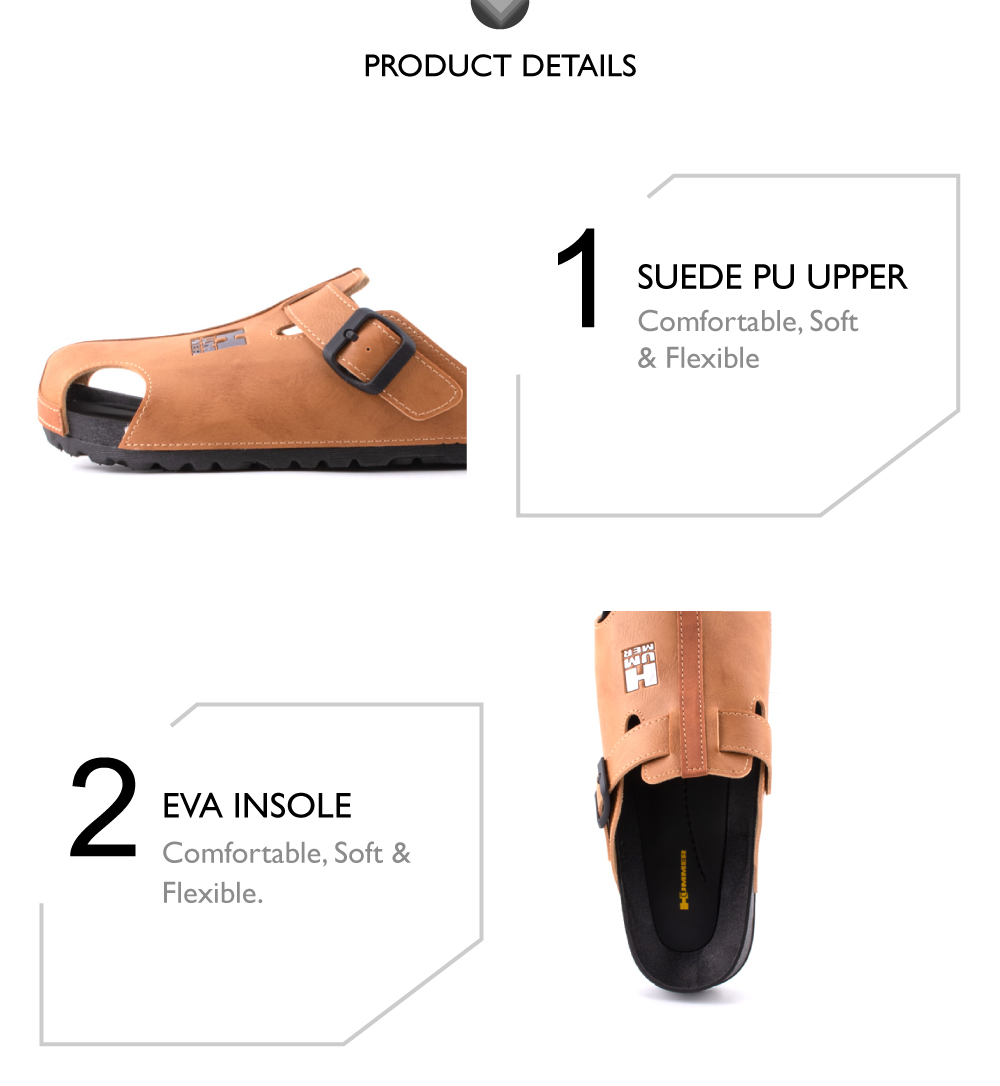 HUMMER Men's Tobias Slip-On Sandals -H9242-581-8P-TAN | Shopee Malaysia