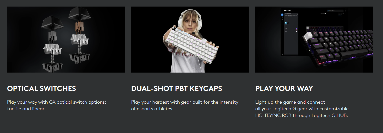 Logitech G PRO X60 Lightspeed Wireless Gaming Keyboard, LIGHTSYNC RGB ...
