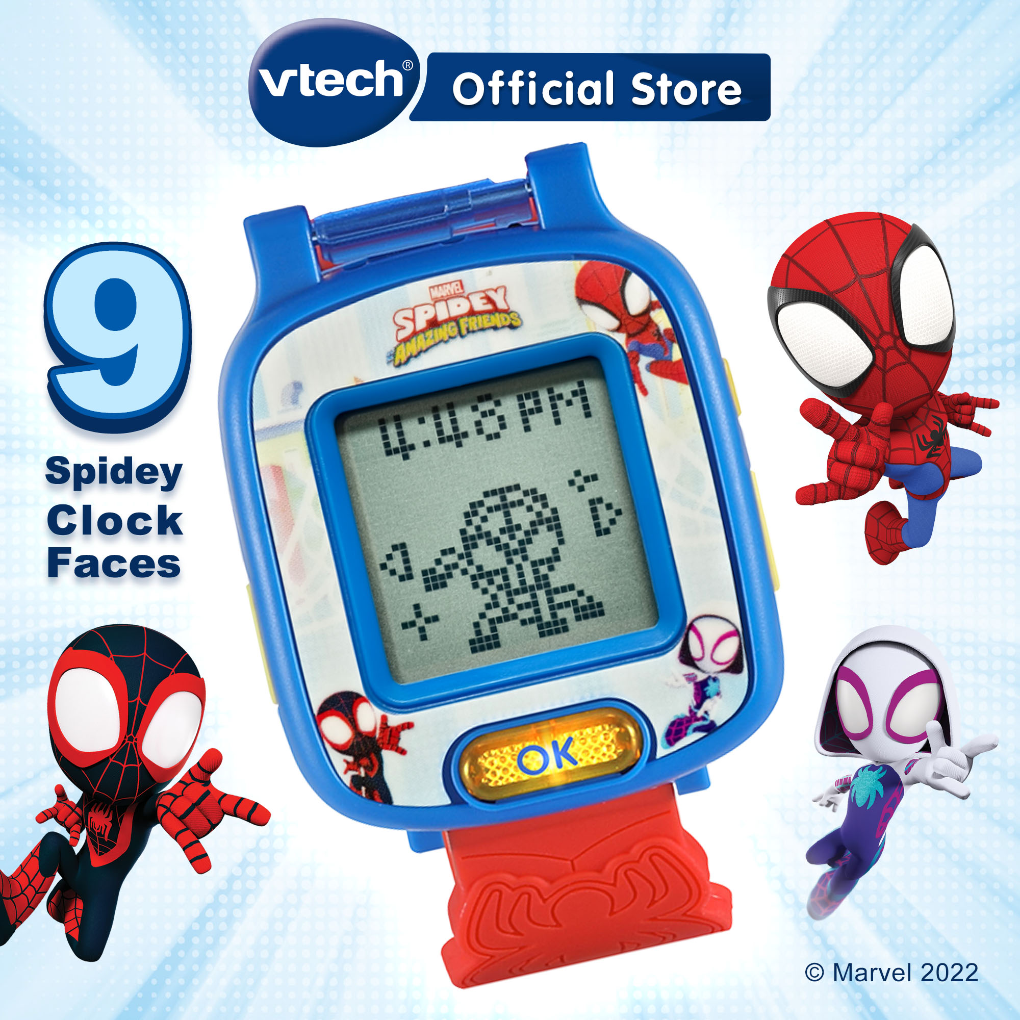 VTech Spidey Learning Watch Marvel Licensed Kids Digital Watch 9 Spidey Clock Faces Alarm Clock ...