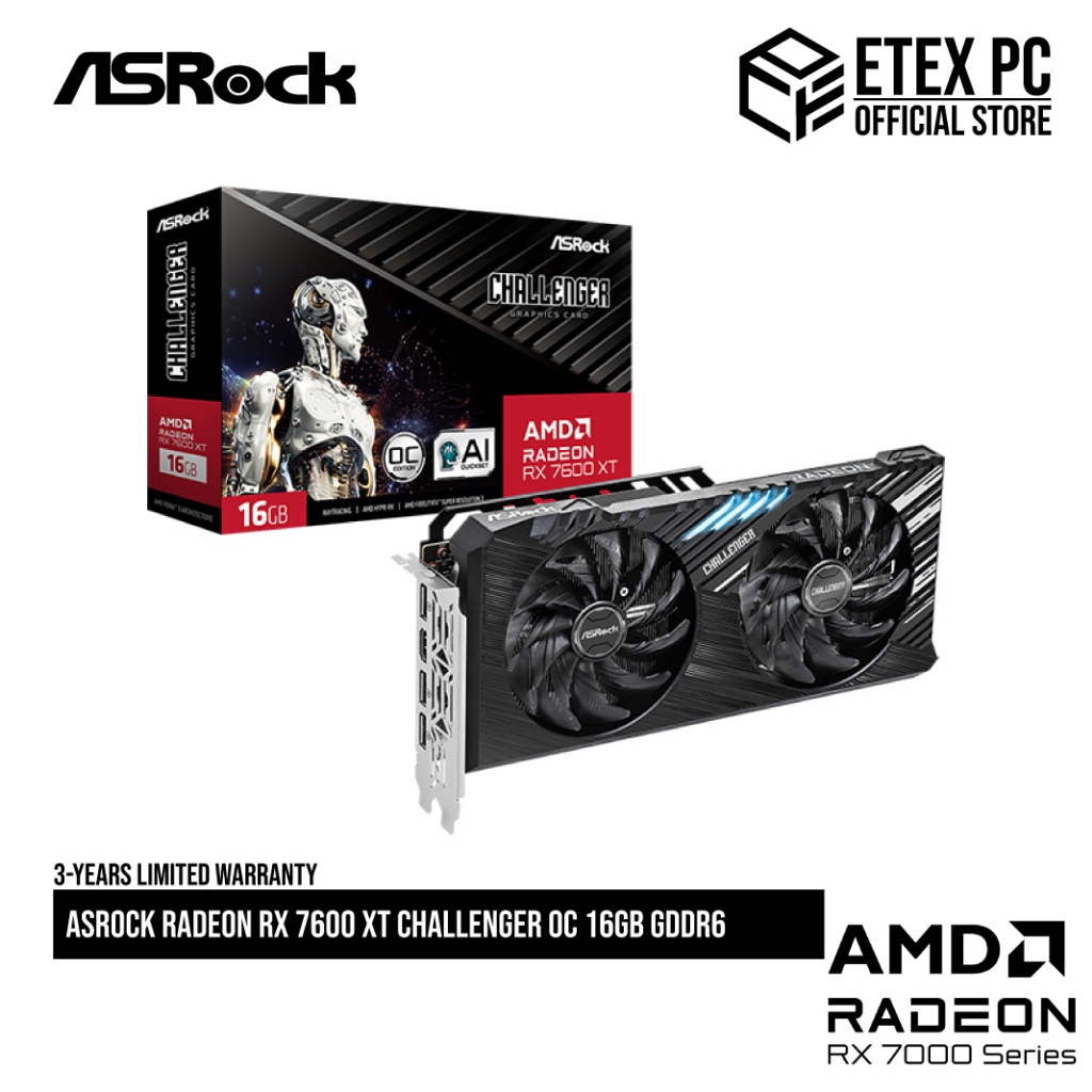 ASRock Radeon RX 7600 XT Challenger OC 16GB GDDR6 # 90-GA4YZZ-00UANF ...