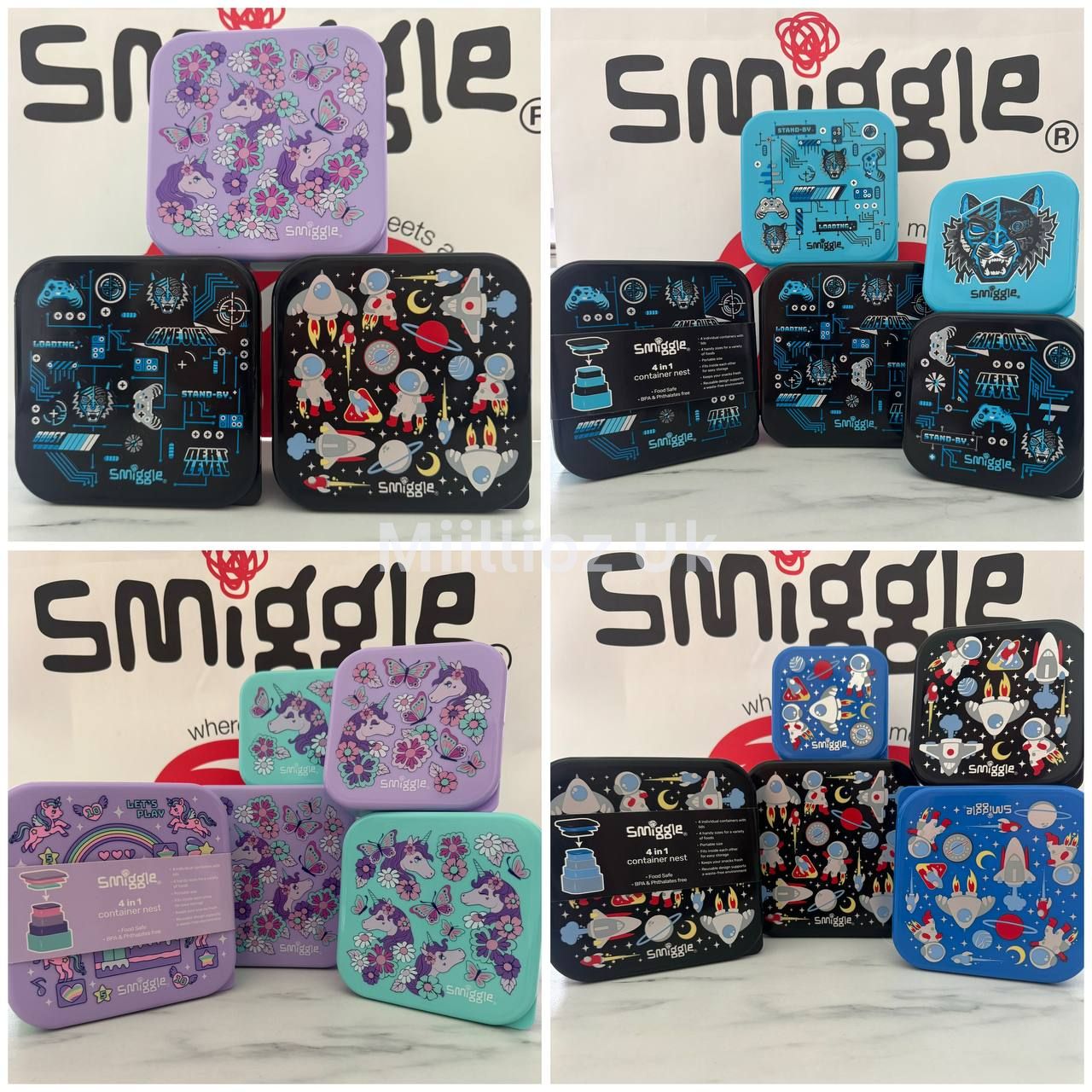 Smiggle Hi There 4 In 1 Nested Containers Stackable Lunchbox (4 pcs ...
