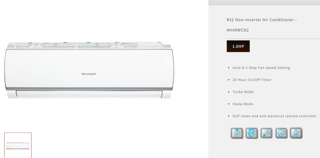 Sharp 1hp / 1.5hp R32 Air Conditioner AIr-cond Penghawa Dingin non ...