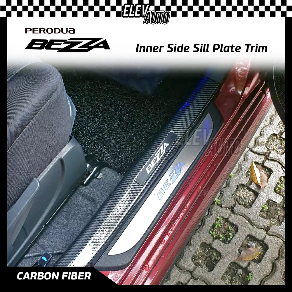 Perodua Bezza CARBON FIBER Stainless Steel Inner Side Sill Plate Trim ...