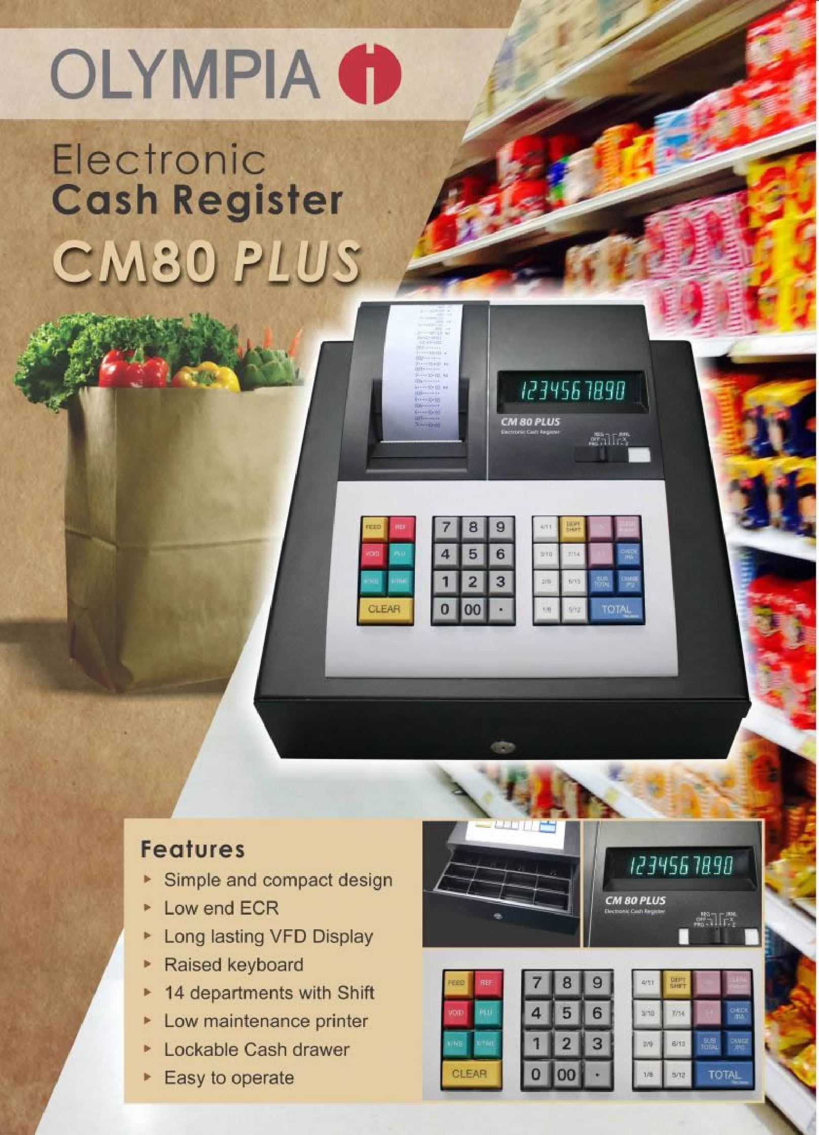 Olympia CM80 Plus / CM90 Plus Electronic Cash Register with Machine ...