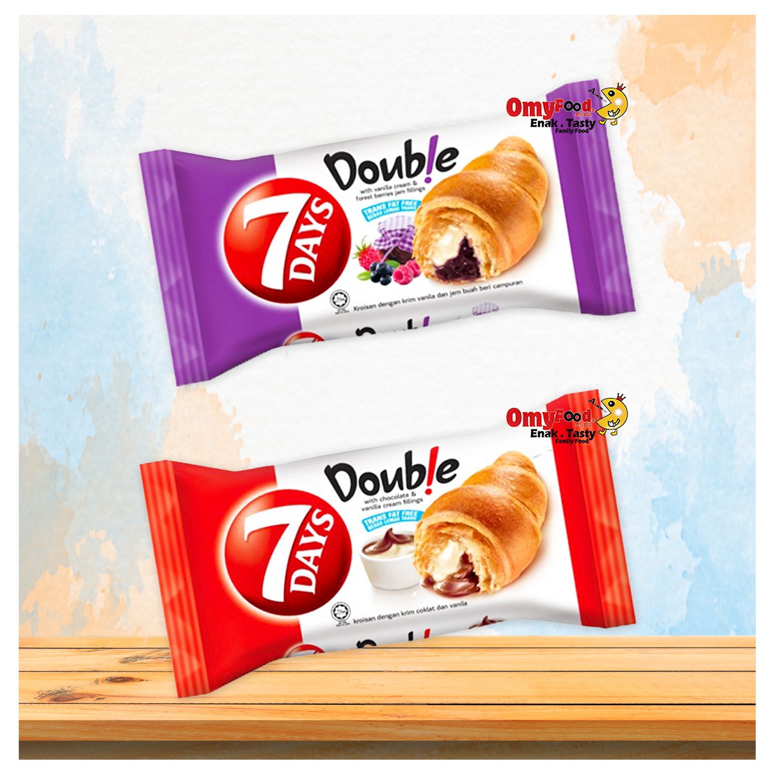 60g 7 Days Croissant with Filling [Chocolate/Butter/Strawberry/Vanilla ...